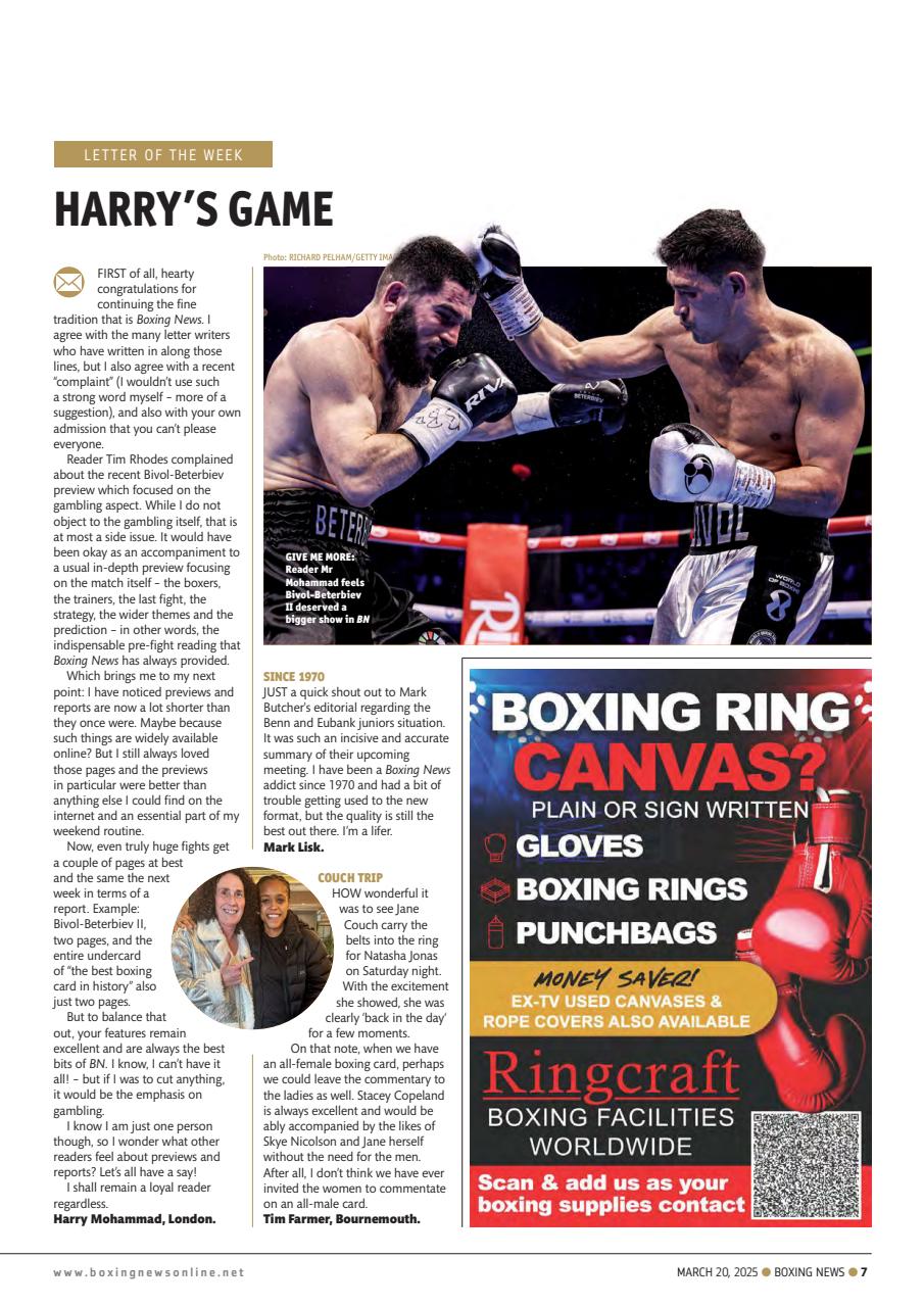 Boxing News Magazine Subscriptions and March 20 2025 Issue