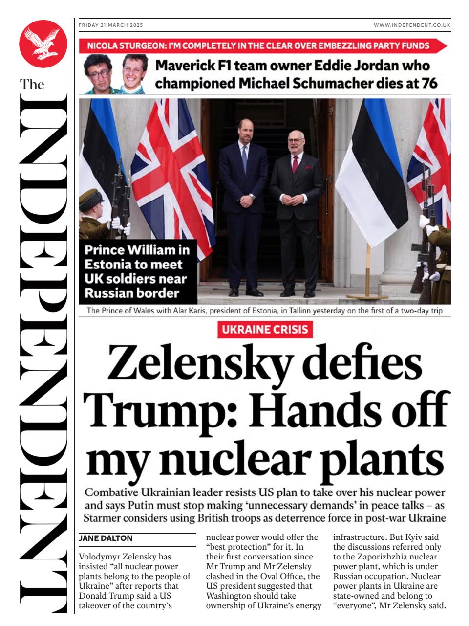 The Independent Daily Edition Newspaper - Friday, 21 March 2025 Back Issue