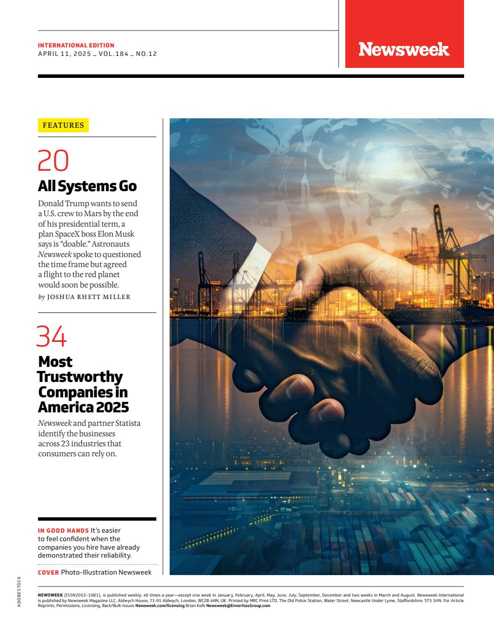 Newsweek International Magazine Subscriptions and 11-Apr-2025 Issue