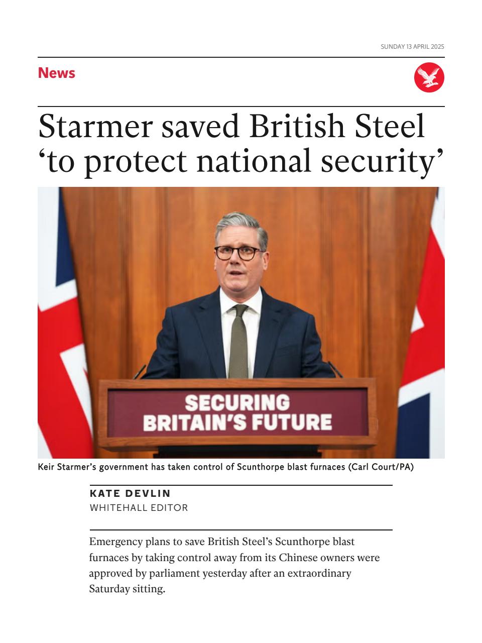 The Independent Daily Edition Newspaper - Sunday, 13 April 2025 Back Issue