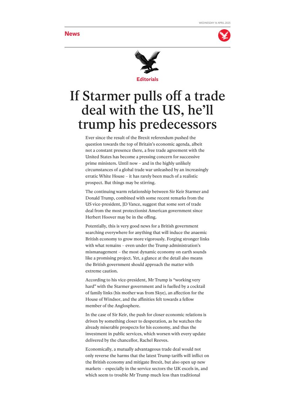 The Independent Daily Edition Newspaper - Wednesday, 16 April 2025 Back ...