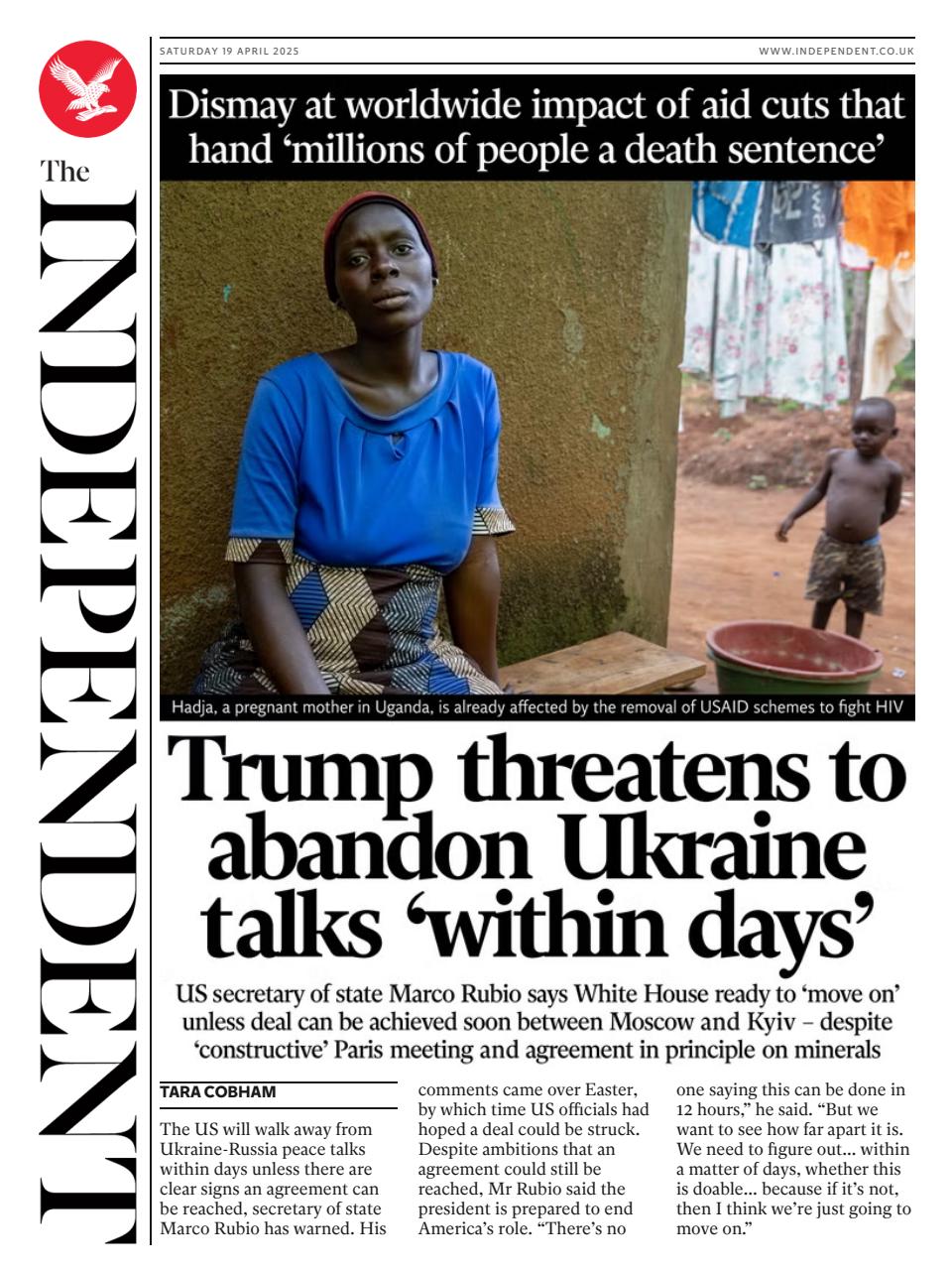 The Independent Daily Edition Newspaper - Saturday, 19 April 2025 Back ...