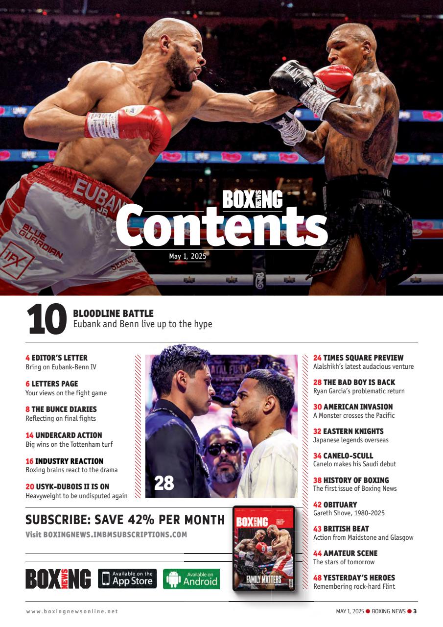 Boxing News Magazine Subscriptions and May 1 2025 Issue