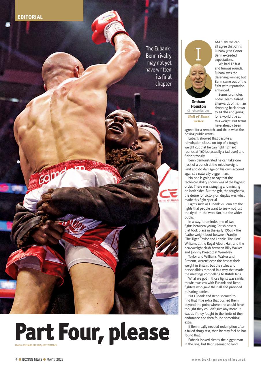 Boxing News Magazine Subscriptions and May 1 2025 Issue
