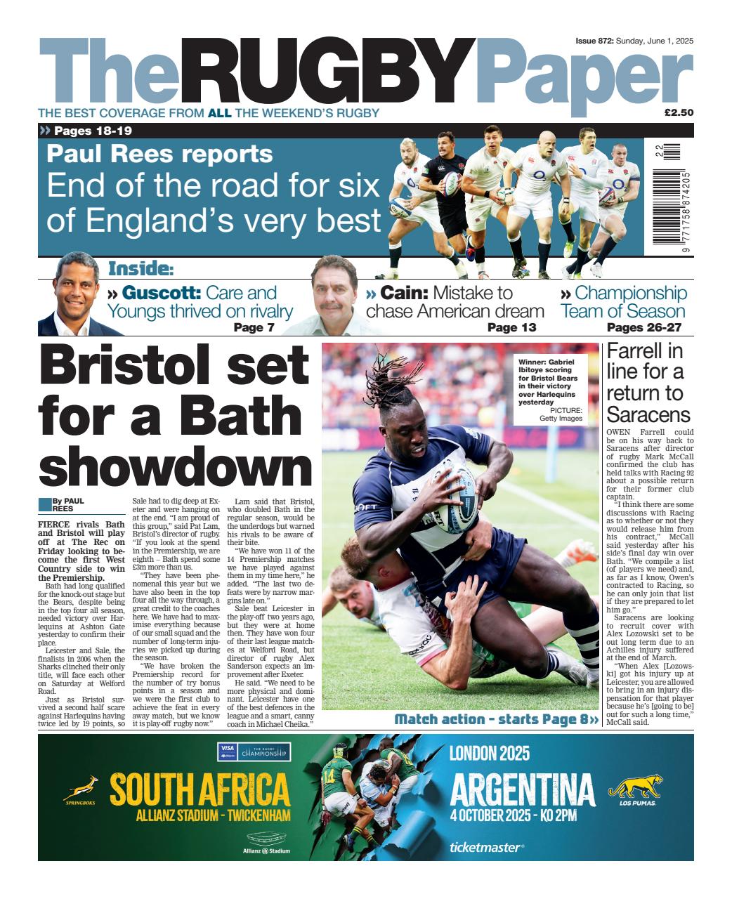 The Rugby Paper Magazine - 1st June 2025 Back Issue