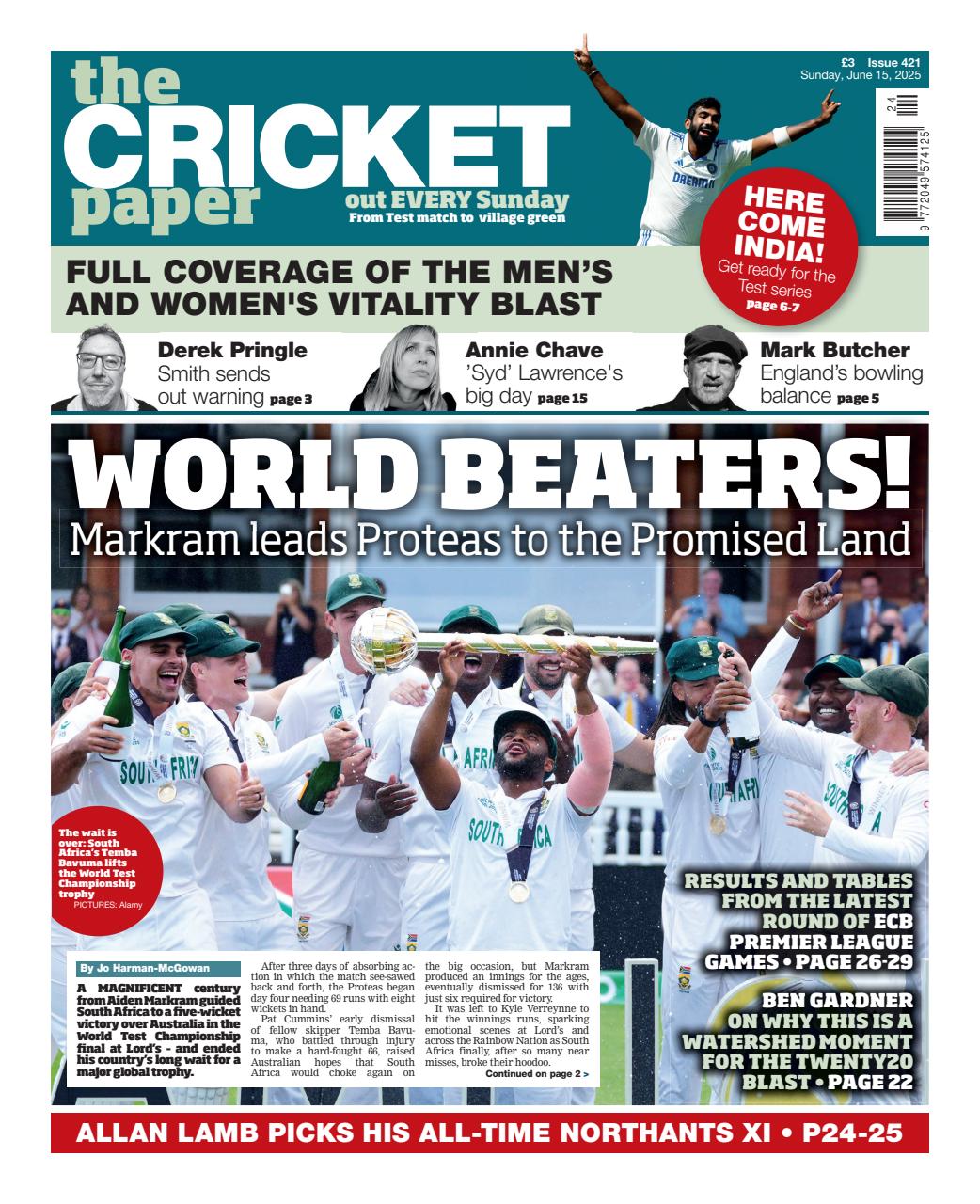 The Cricket Paper Magazine - 15th June 2025 Back Issue