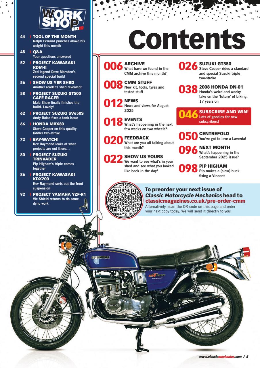 Classic Motorcycle Mechanics Magazine Subscriptions and August 2025 Issue
