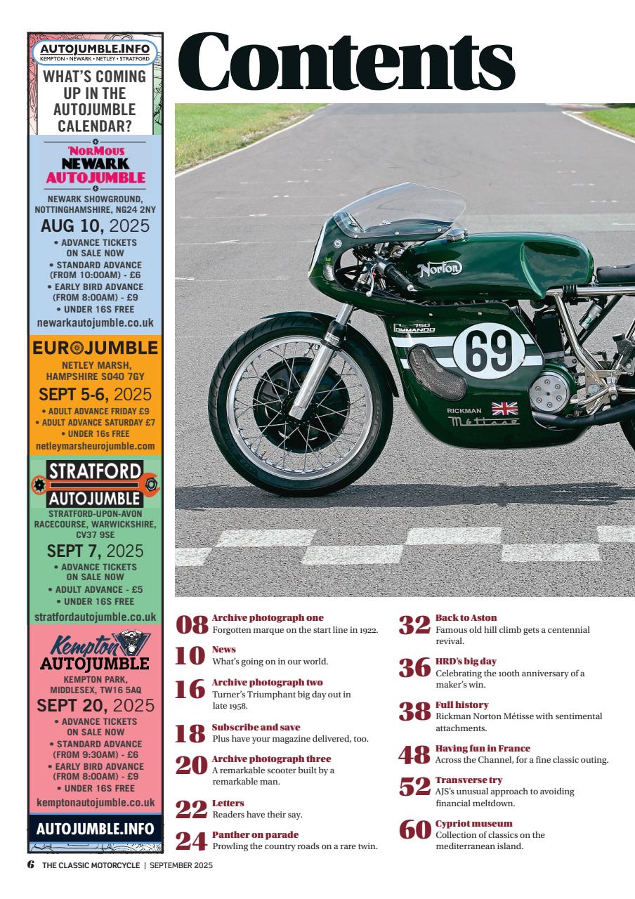 The Classic MotorCycle Magazine - September 2025 Back Issue