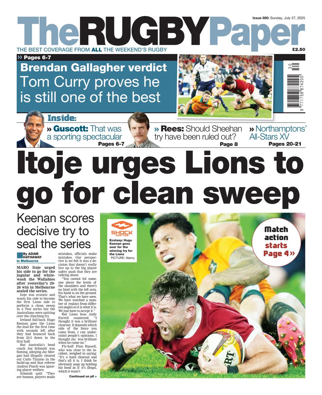 The Rugby Paper Magazine - 27th July 2025 Back Issue