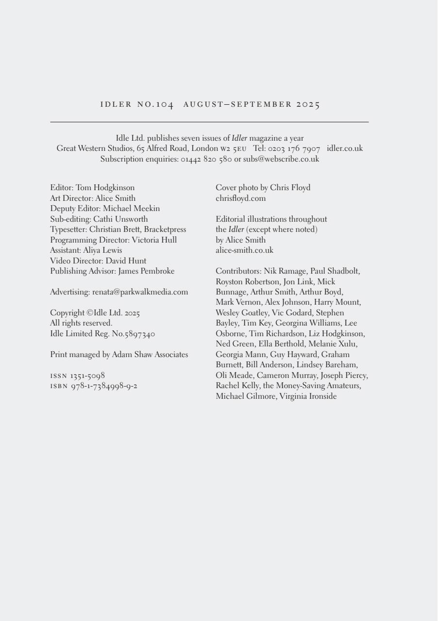 The Idler Magazine Subscriptions and Idler 104, Aug/Sept 2025 Issue