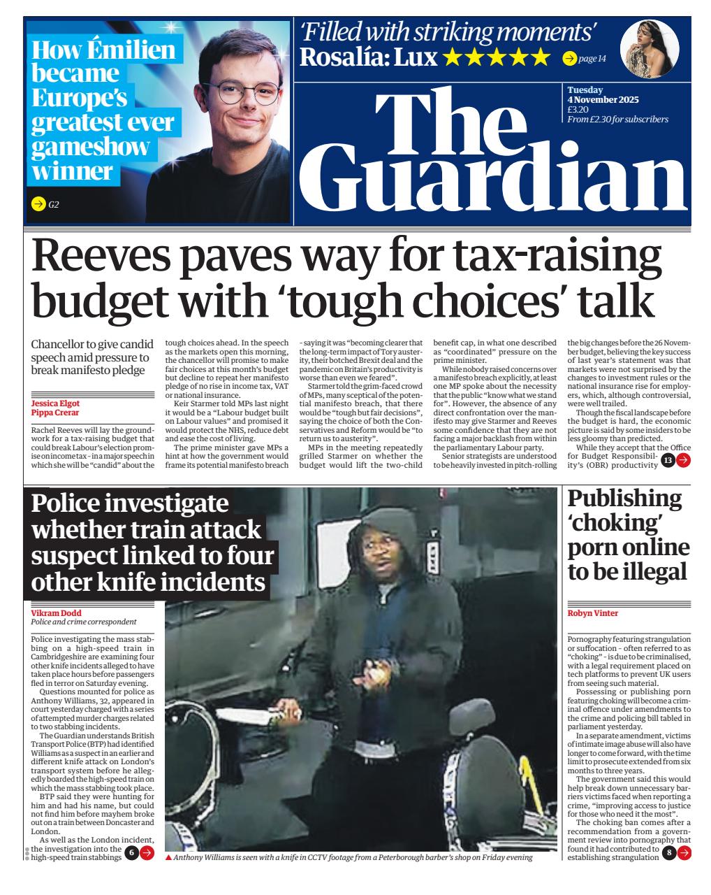 The Guardian Newspaper - Tuesday, 04 November 2025 Edición anterior