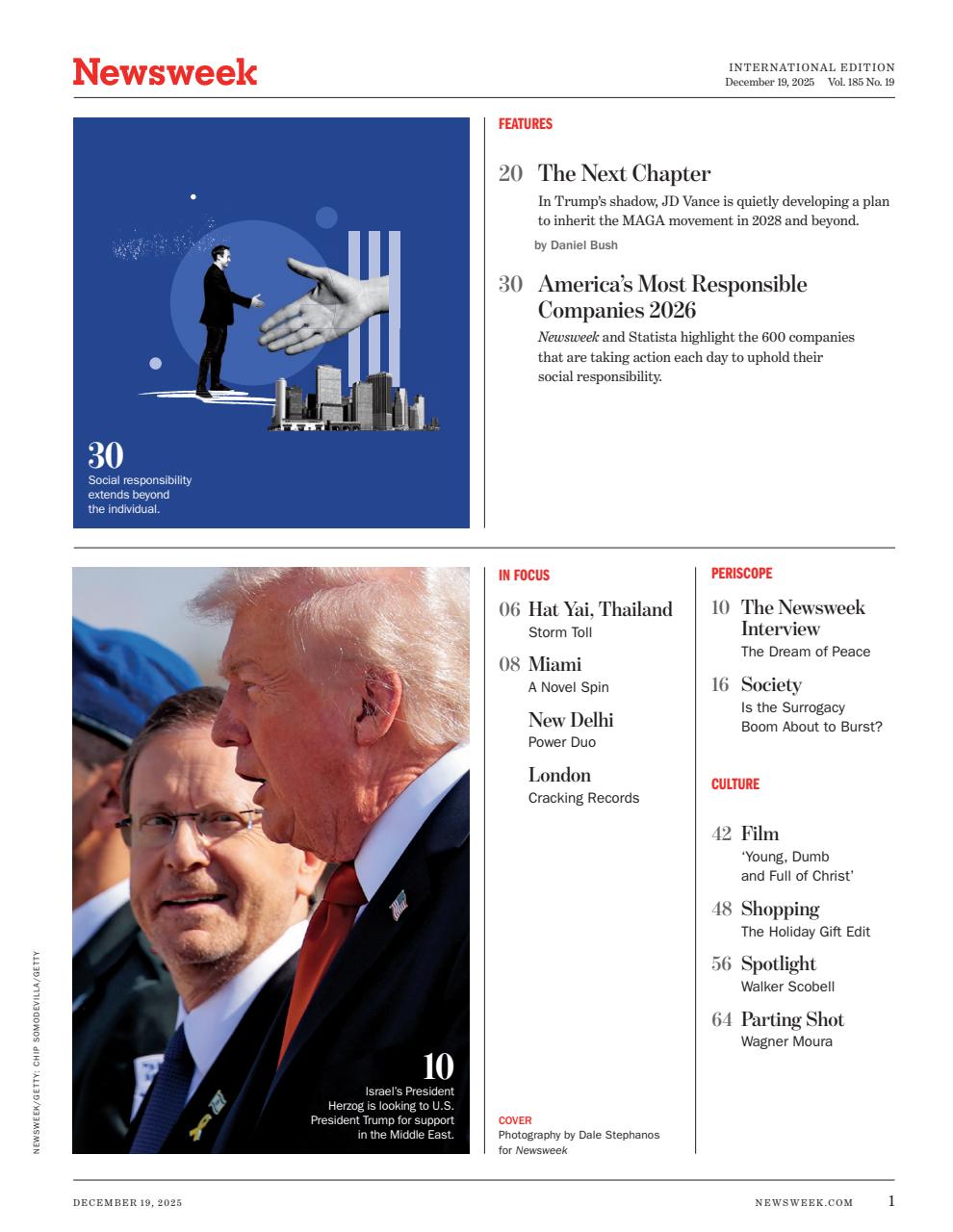 Newsweek International Magazine Subscriptions and 19-Dec-2025 Issue