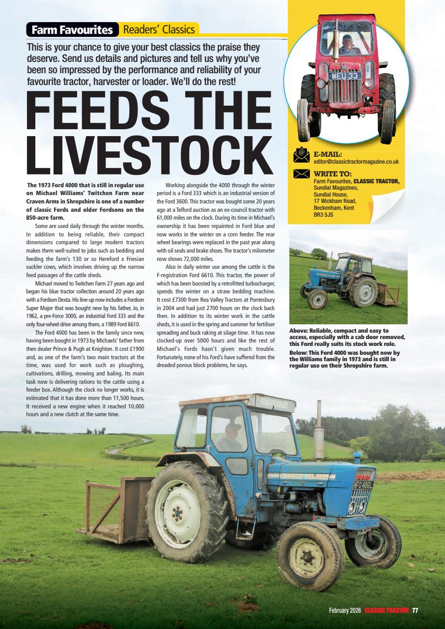 Classic Tractor Magazine Subscriptions and February 2026 Issue