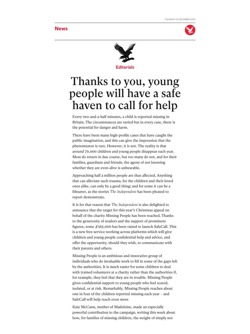 The Independent Daily Edition Newspaper - Thursday, 25 December 2025 ...