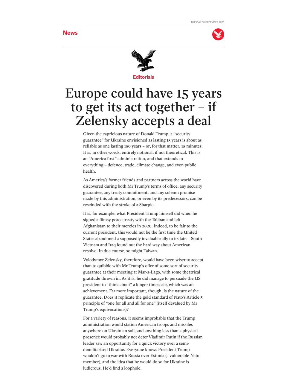 The Independent Daily Edition Newspaper - Tuesday, 30 December 2025 ...