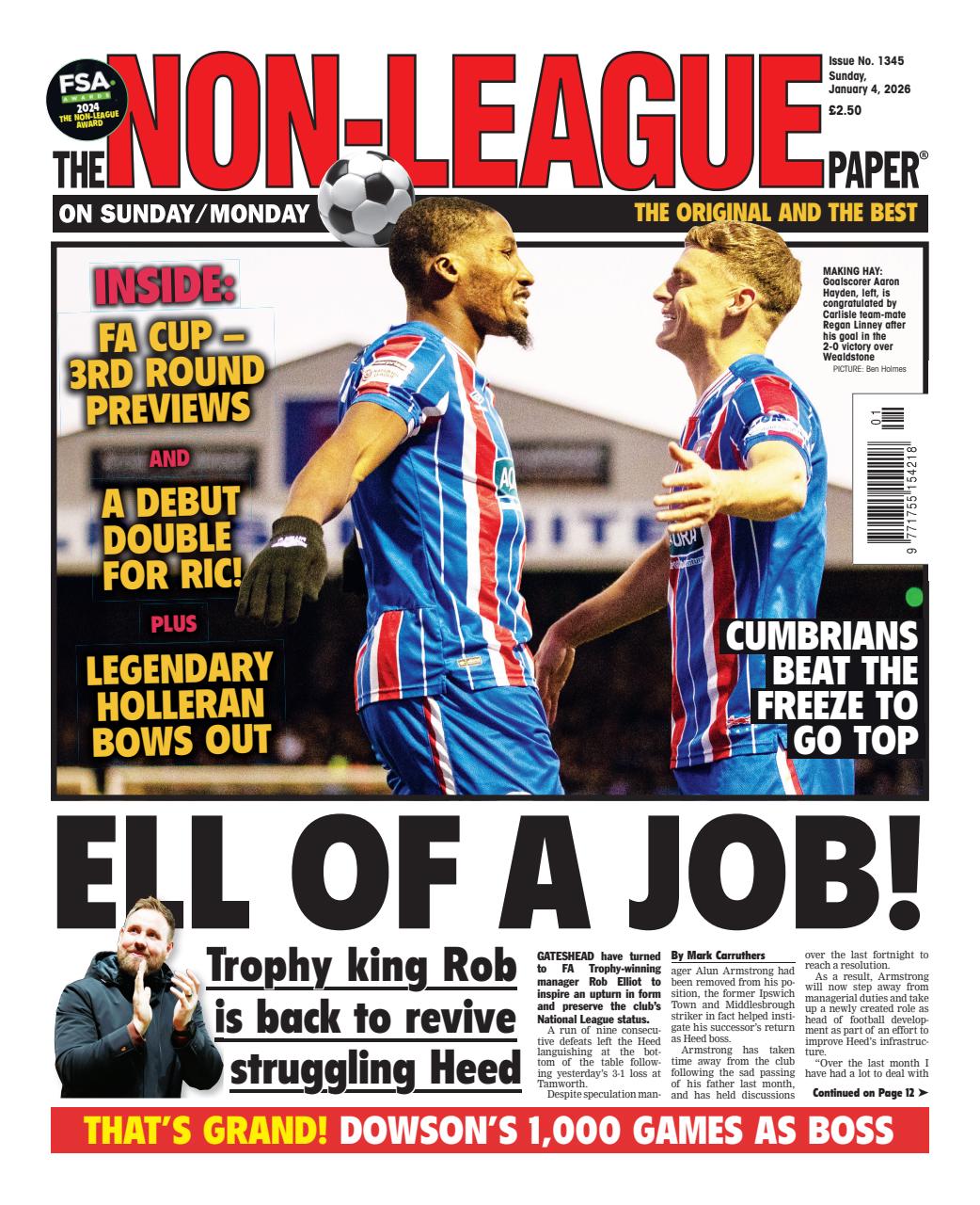 The Non-League Football Paper Magazine - 4-Jan-2026 Edizione posteriore