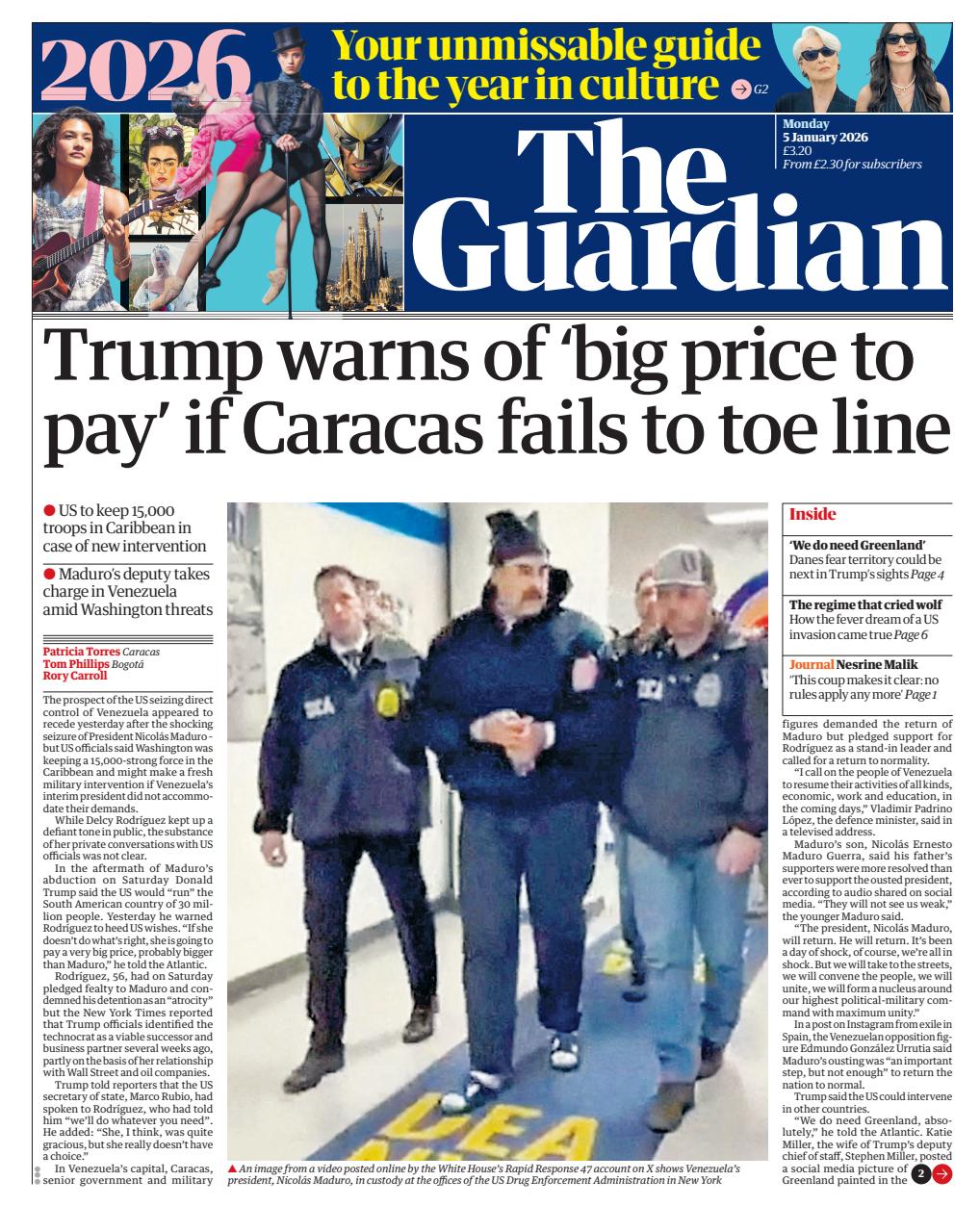 The Guardian Newspaper - Monday, 05 January 2026 Edizione posteriore