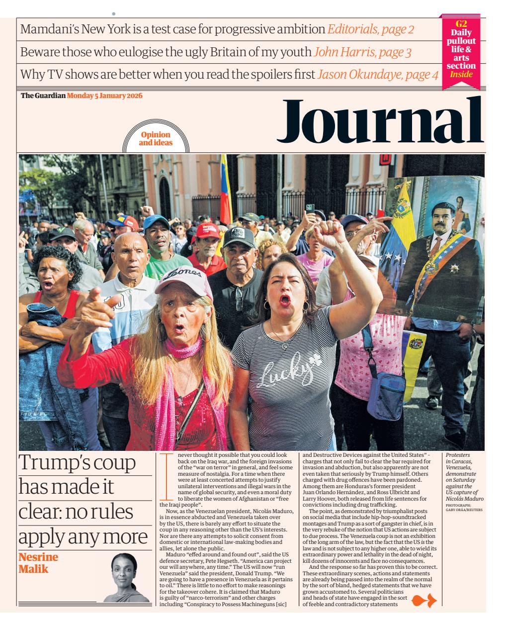 The Guardian Newspaper - Monday, 05 January 2026 Edición anterior