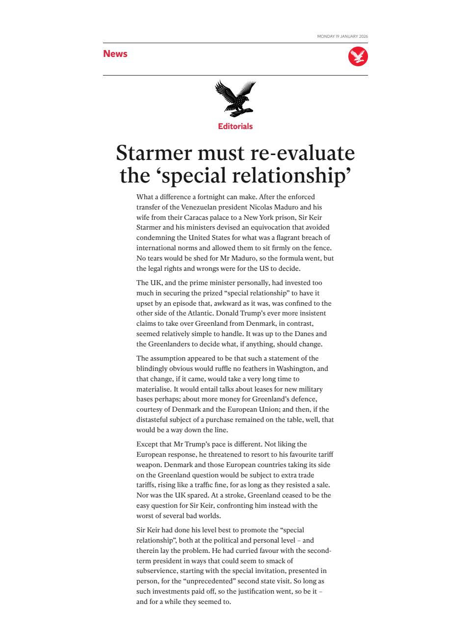 The Independent Daily Edition Newspaper - Monday, 19 January 2026 ...