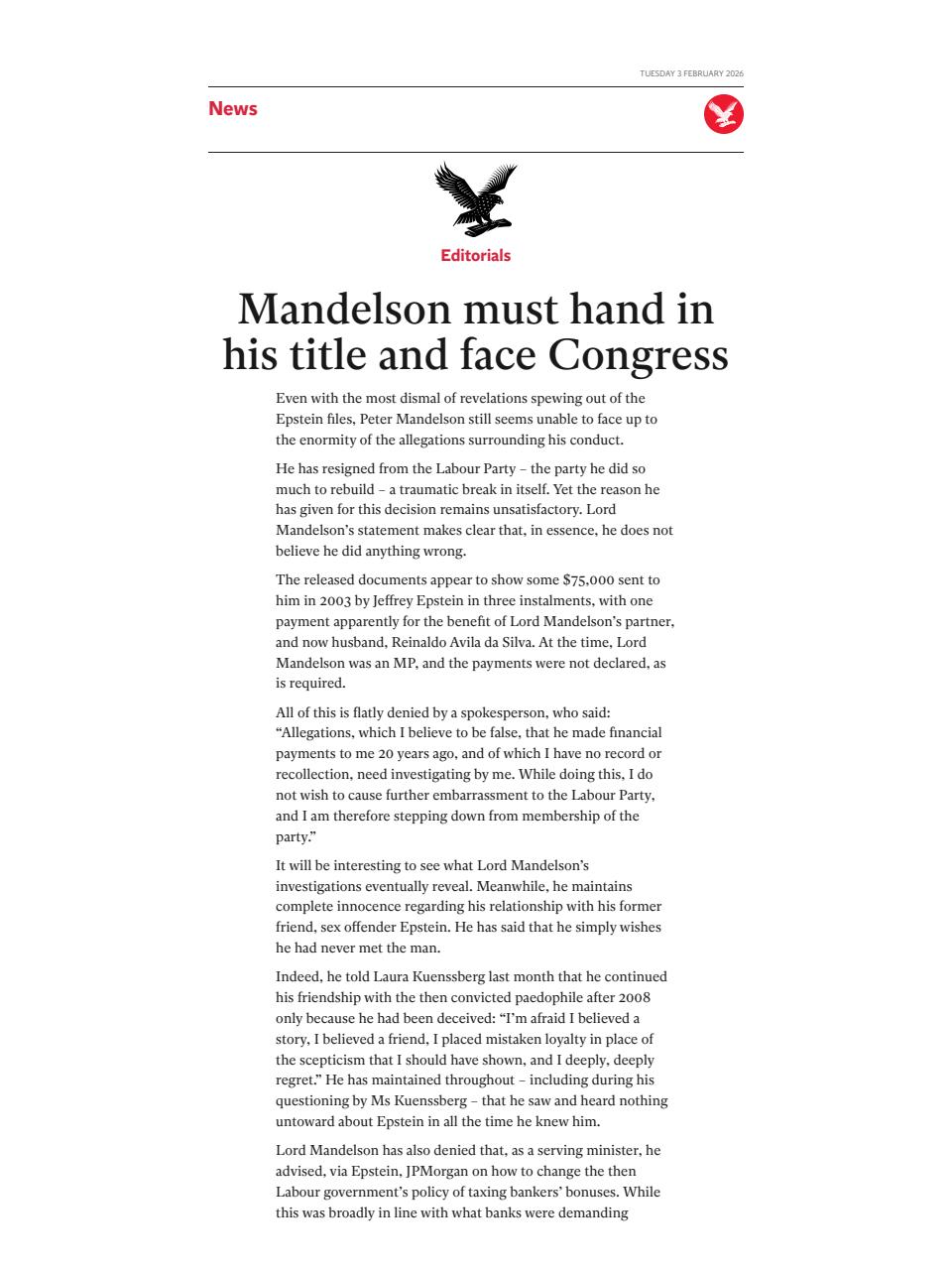 The Independent Daily Edition Newspaper - Tuesday, 03 February 2026 ...