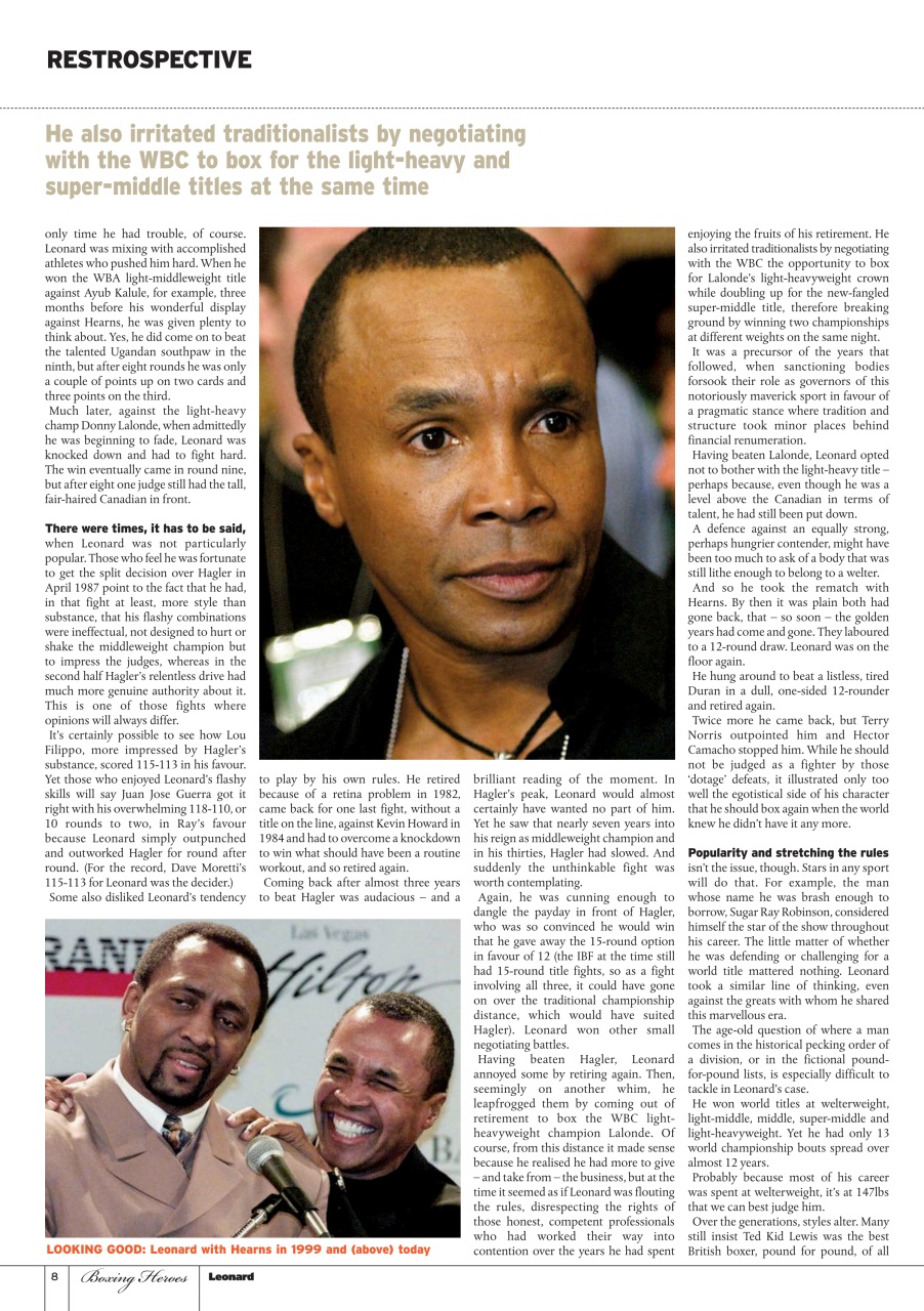 Boxing News Magazine - Boxing News Heroes - Leonard Special Issue