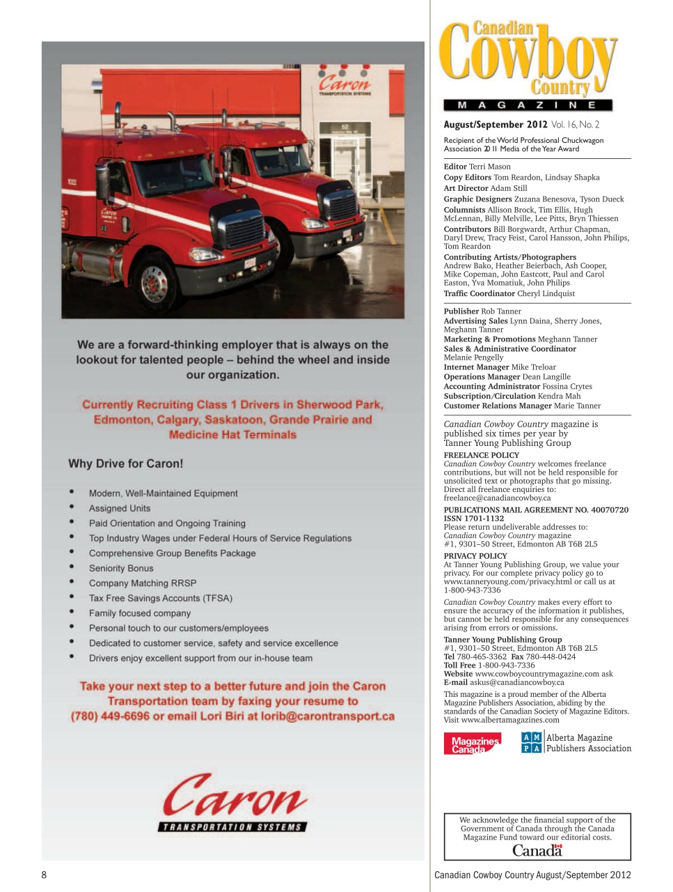 Canadian Cowboy Country Magazine - August-September 2012 Back Issue