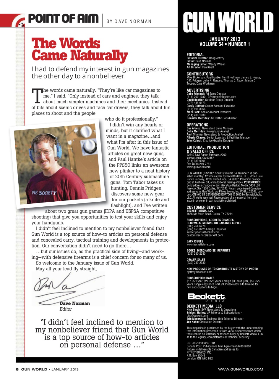 Gun World Magazine - January 2013 Back Issue