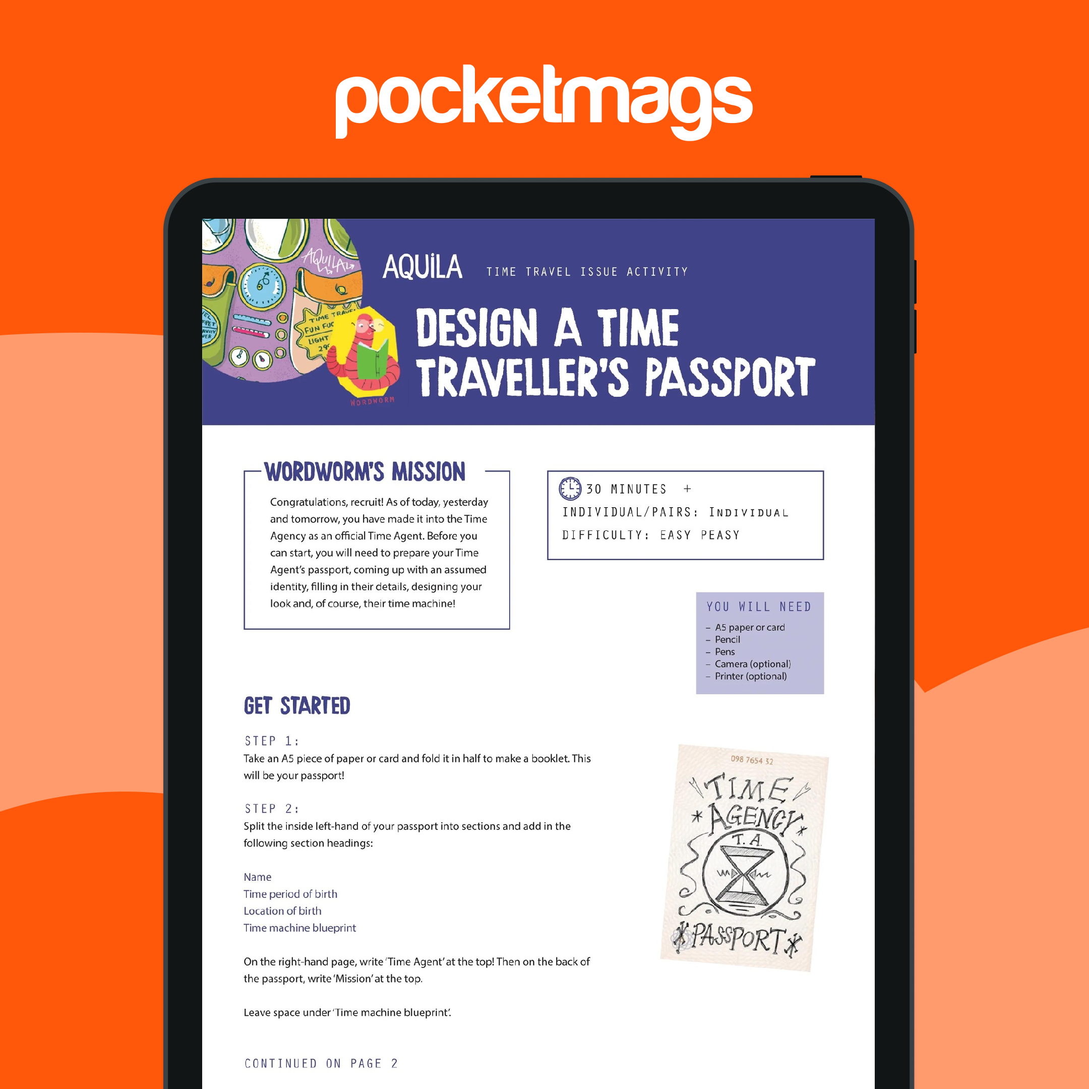 Aquila Magazine - Time Travel Activity Back Issue