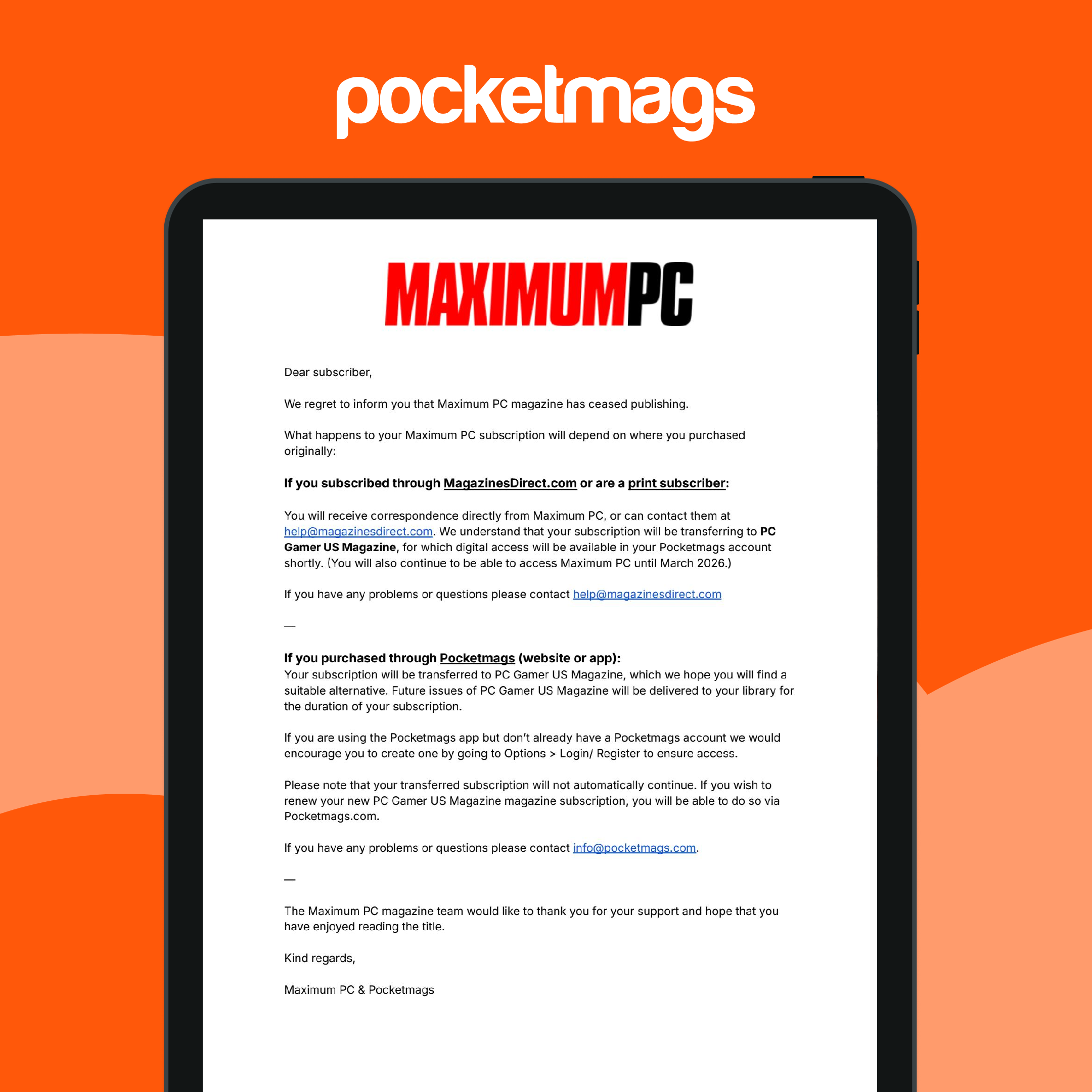 Maximum PC Magazine Subscriptions and Important Notice Issue