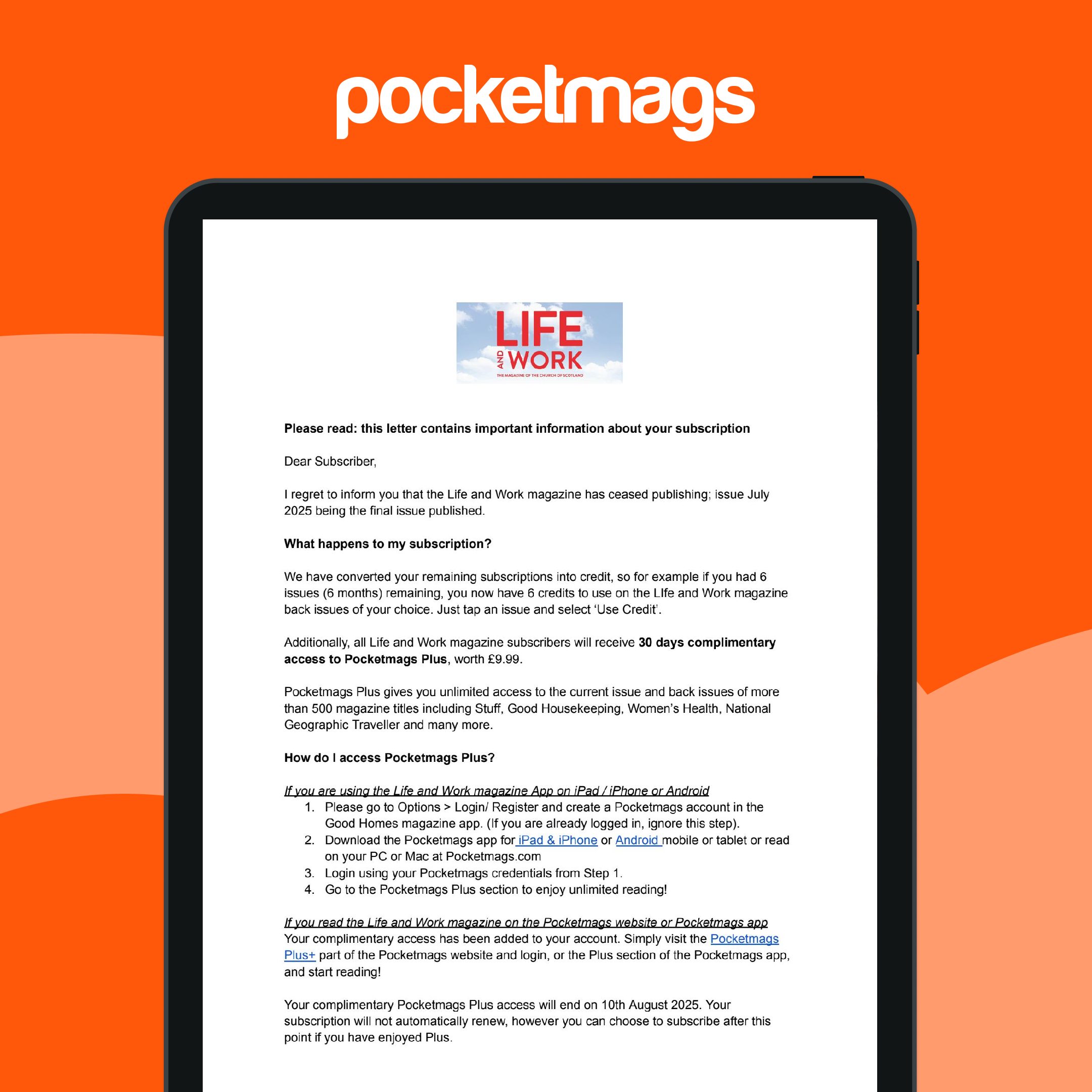 Life and Work Magazine - Important Notice Retour à l'édition précédente