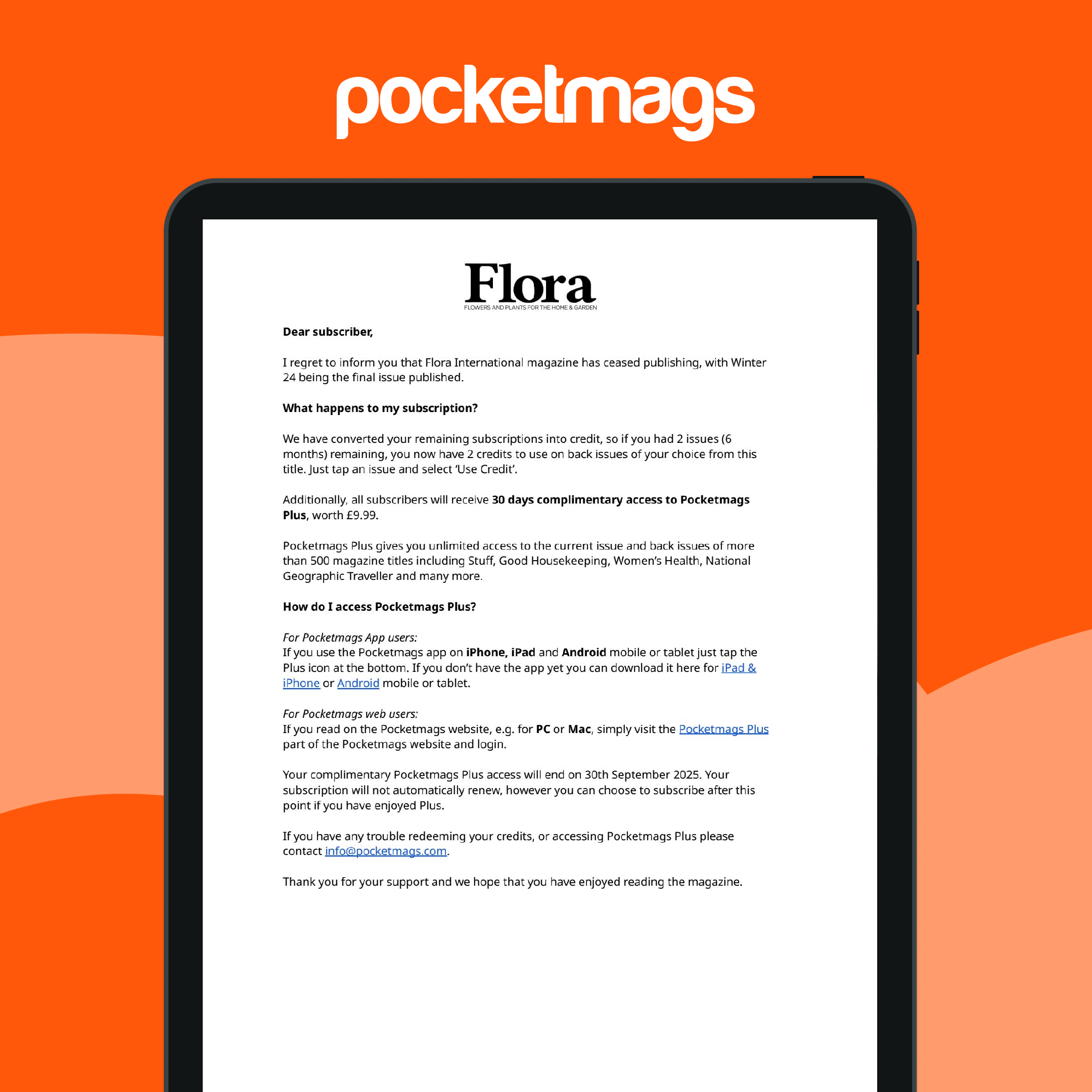 Flora International Magazine Subscriptions and Important Information Issue